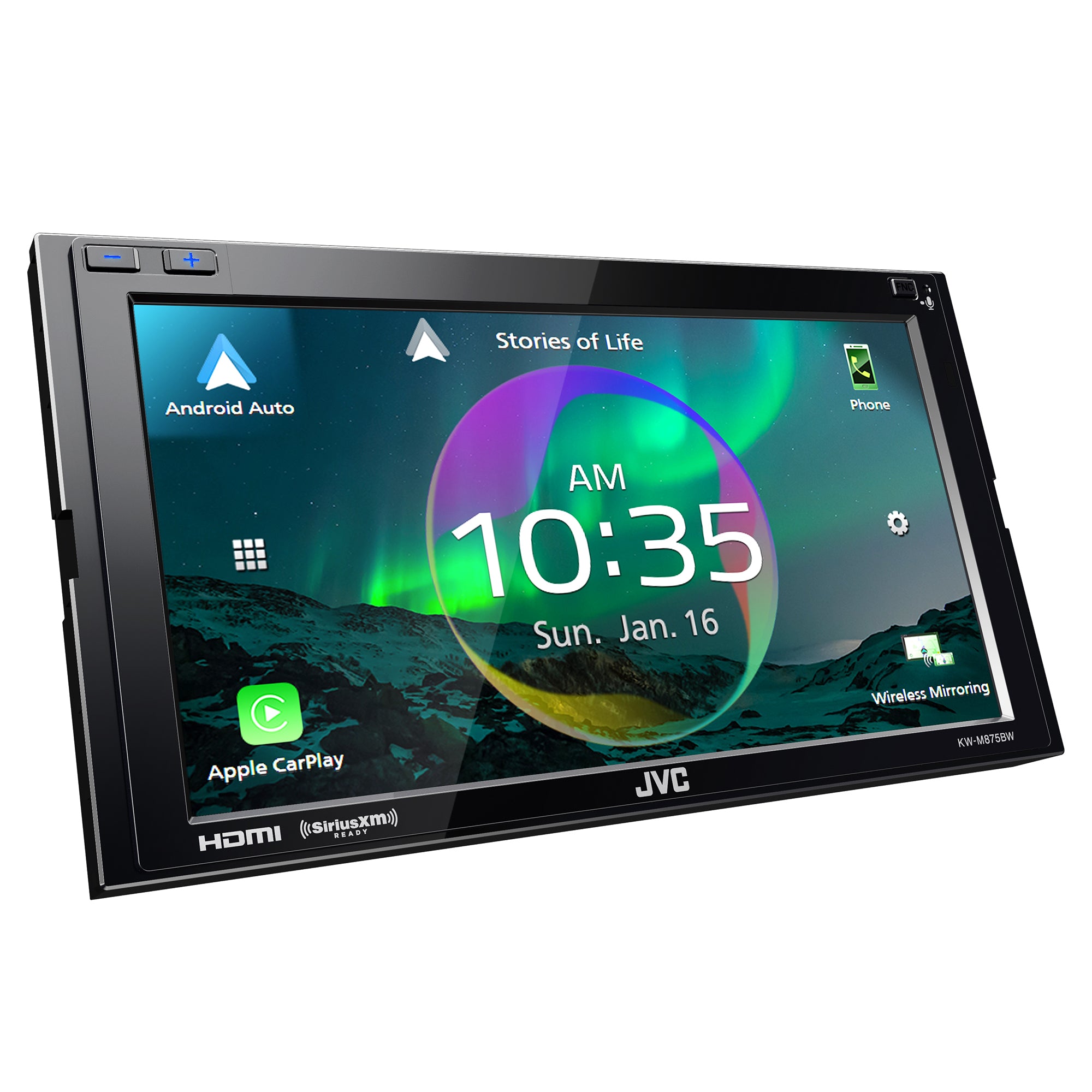 KW-M875BW JVC Hi-Res Audio Digital Multimedia Receiver 6.8” Double-Din Touchscreen Head Unit ...